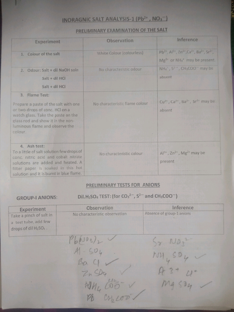 Chemistry Practical 10 Salt | PDF