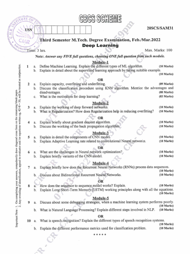 VTU Question Paper of 20SCS31 Deep Learning Feb-2022 (1) | PDF