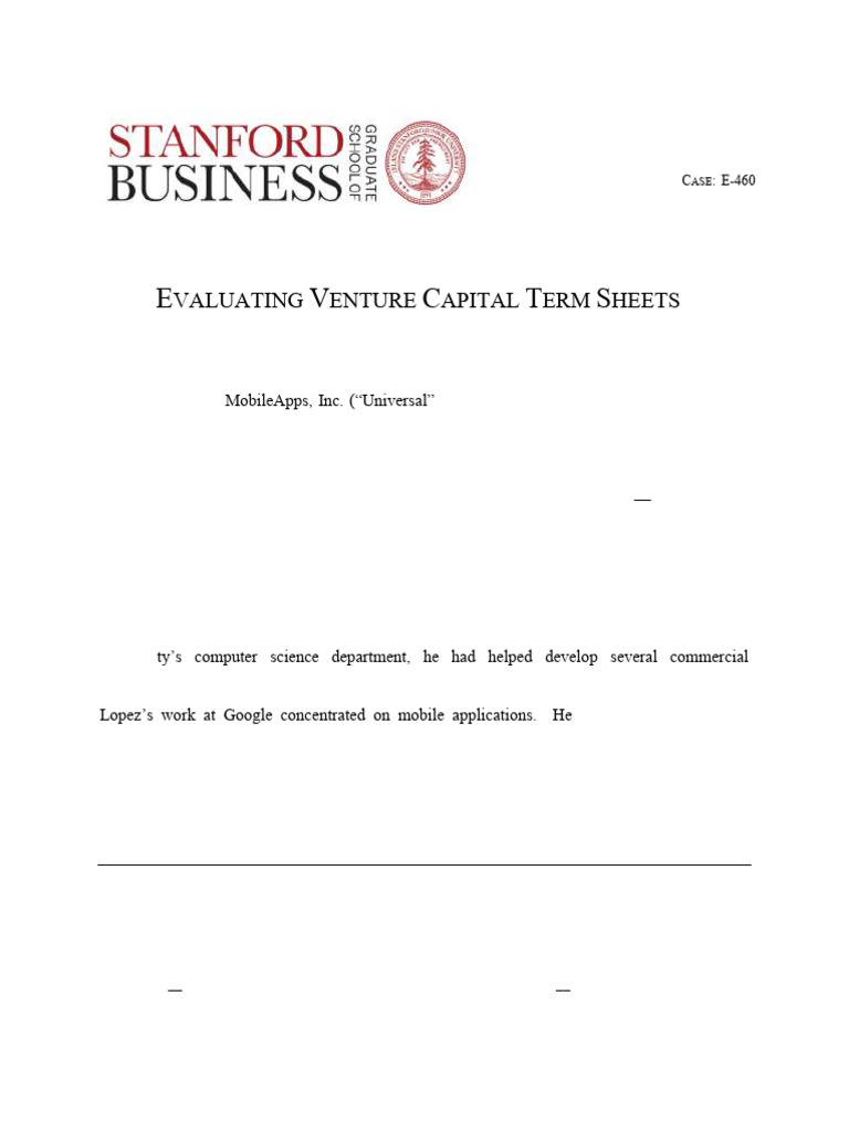 Evaluating Venture Capital Term Sheets | PDF | Preferred Stock | Stocks