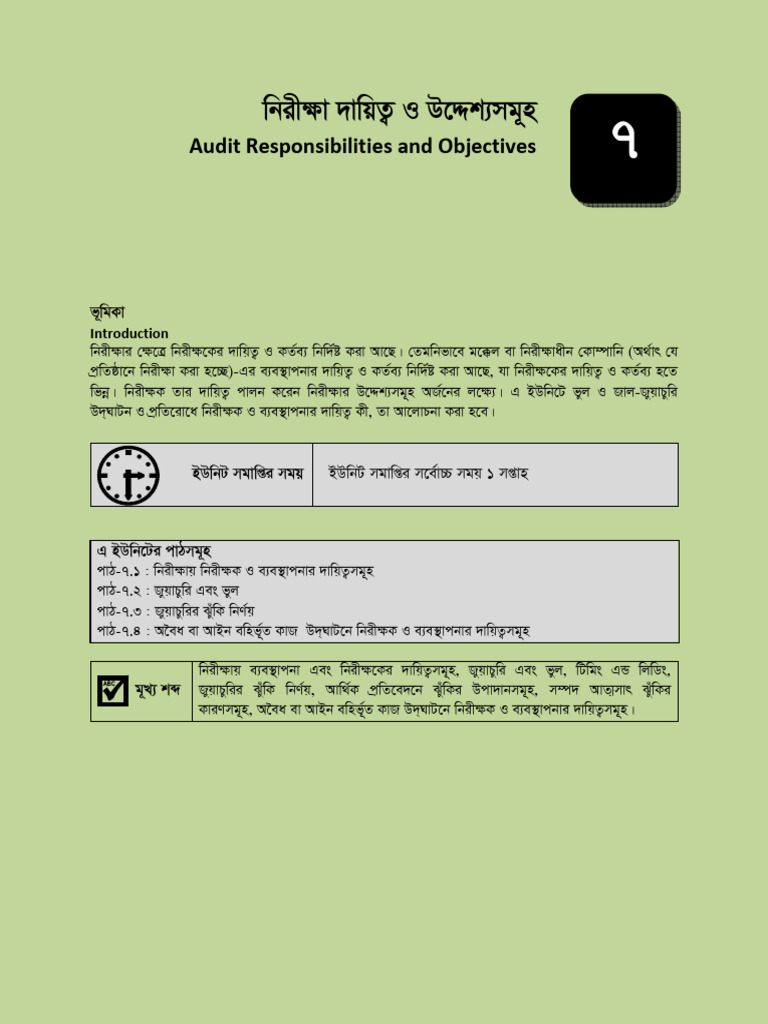 Audit Responsibilities and Objectives Unit-07 | PDF | Accounting ...