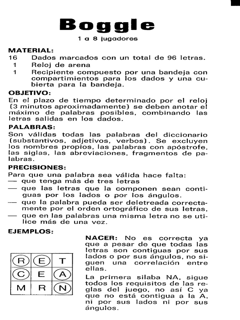 Boggle (Spanish) | PDF