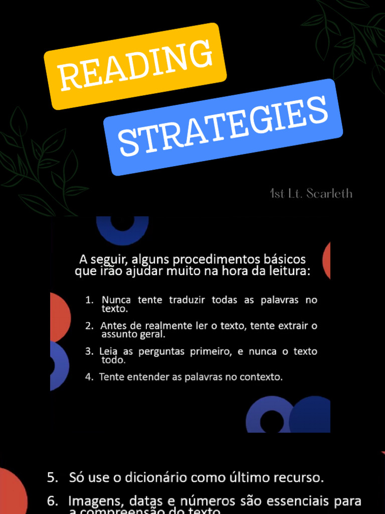 Reading Strategies - Unit 1 | PDF