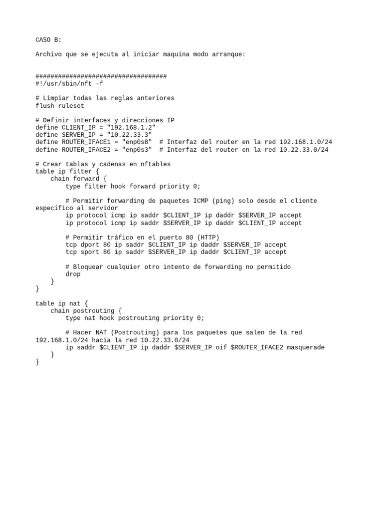 Configuración de nftables para NAT | PDF