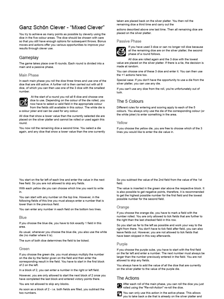 Ganz Schon Clever Deluxe - Mixed | PDF | Dice