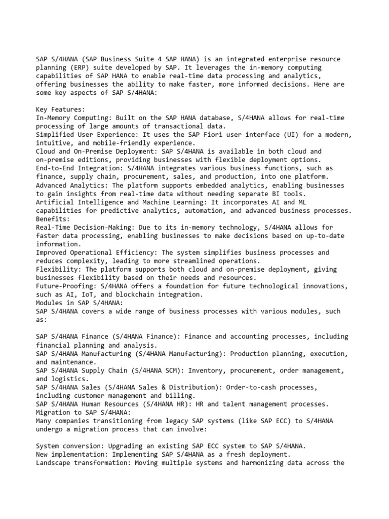 Sap S 4hana Pdf Analytics Cloud Computing