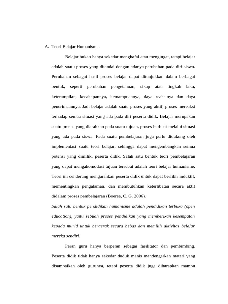 Teori Belajar Humanisme | PDF