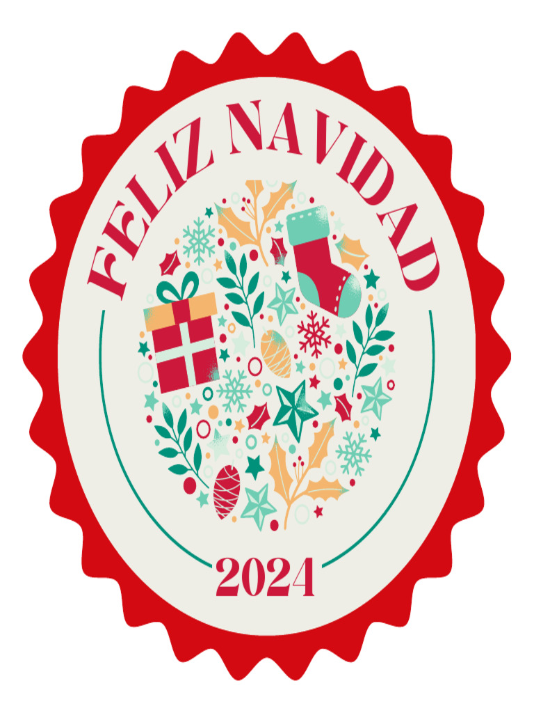 Sticker Circular Felices Fiestas Navideño Verde y Rojo | PDF