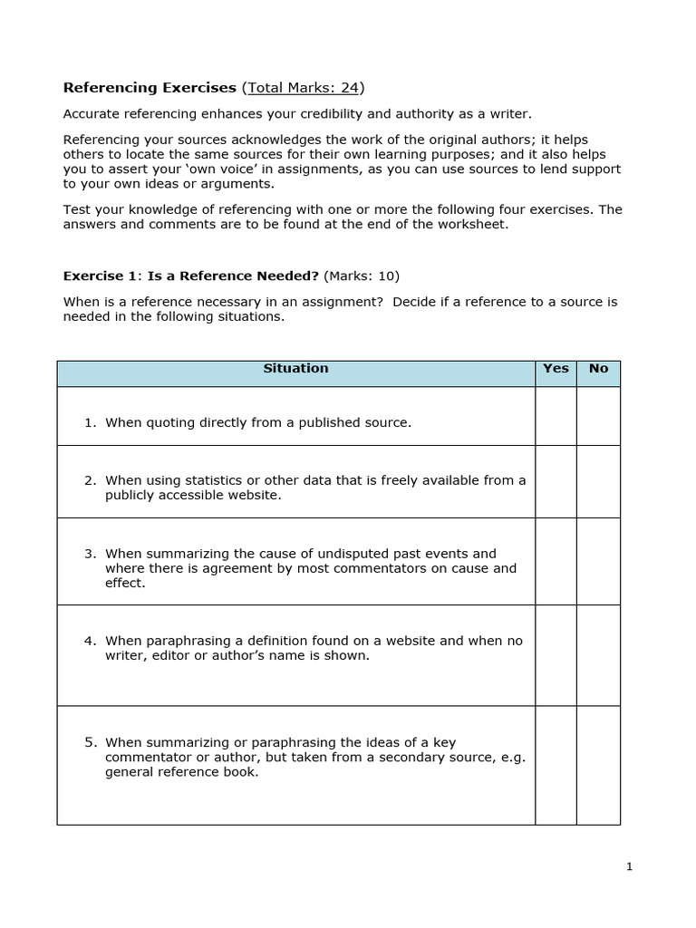 Questions - Referencing Exercise | PDF | Citation | Science