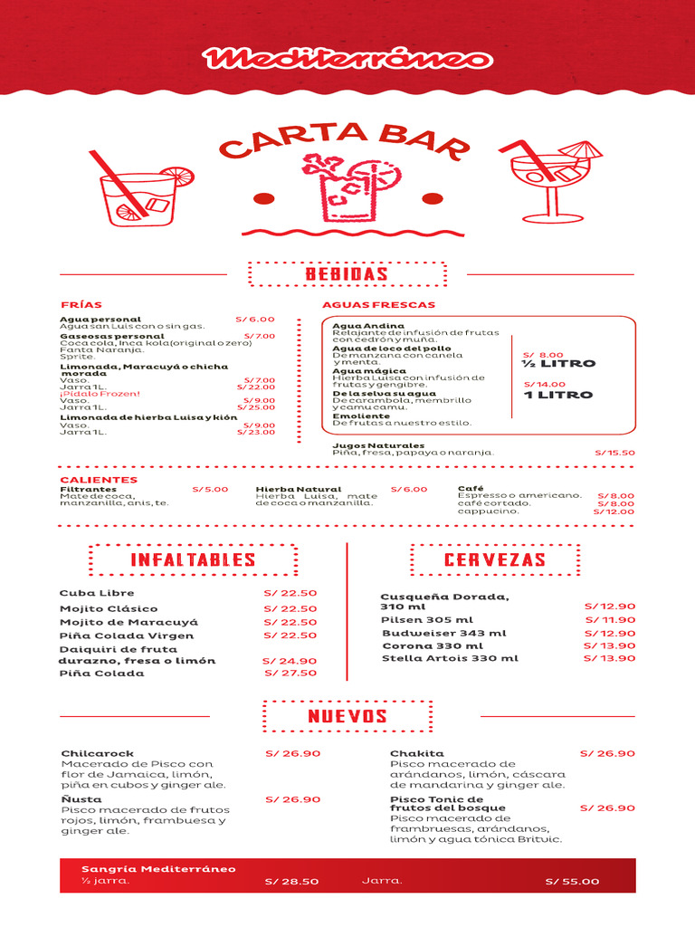 Carta Bar Mediterráneo - 23.01 | PDF