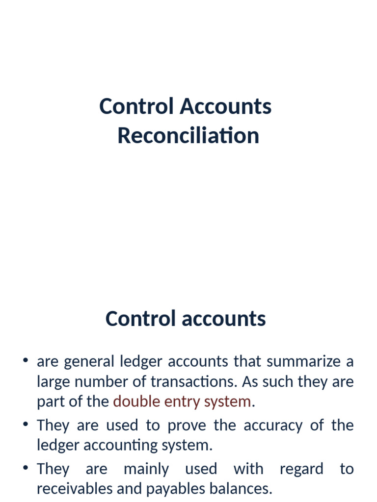 Control Accounts Reconciliation Guide | PDF | Debits And Credits ...