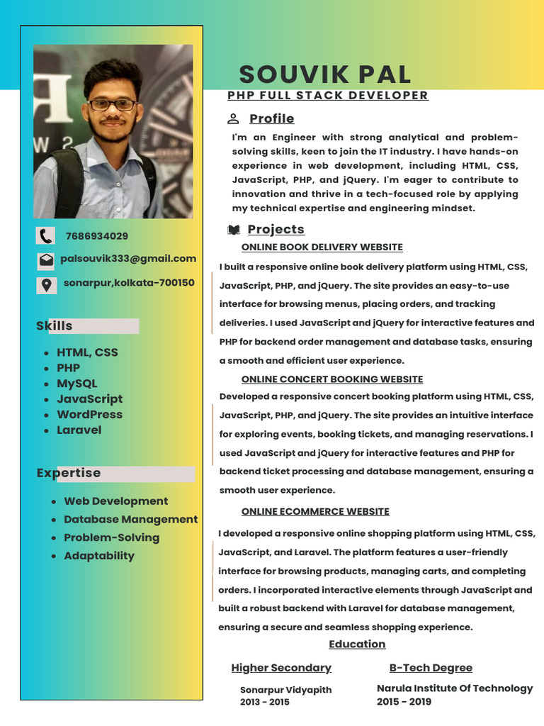 Web Developer Souvik Pal | PDF | Web Development | J Query