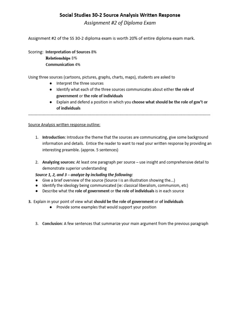 Social Studies 30-2 Source Analysis Template and Rubric | PDF | Cognition | Cognitive Science