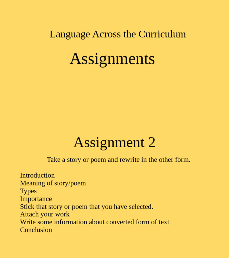 Rewrite a Story or Poem Assignment | PDF
