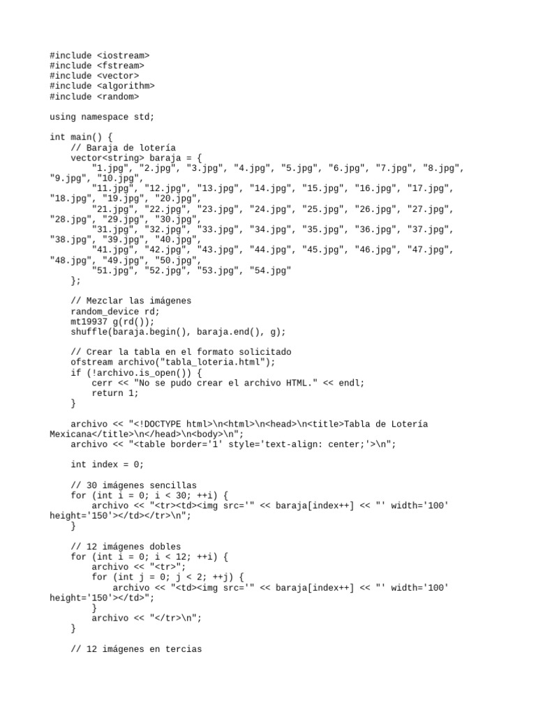 Loteria HTML - CPP | PDF