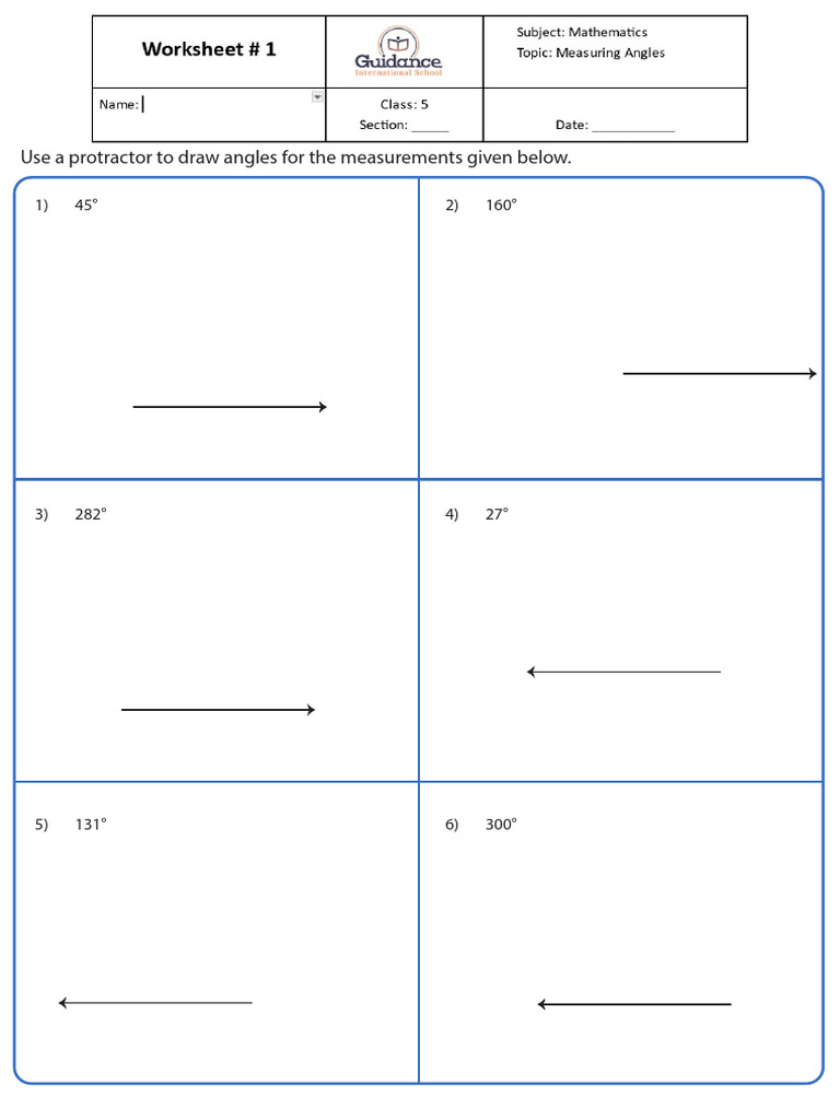 CL5 - MTH - WS - Measuring & Drawing Angles - 01&02 | PDF