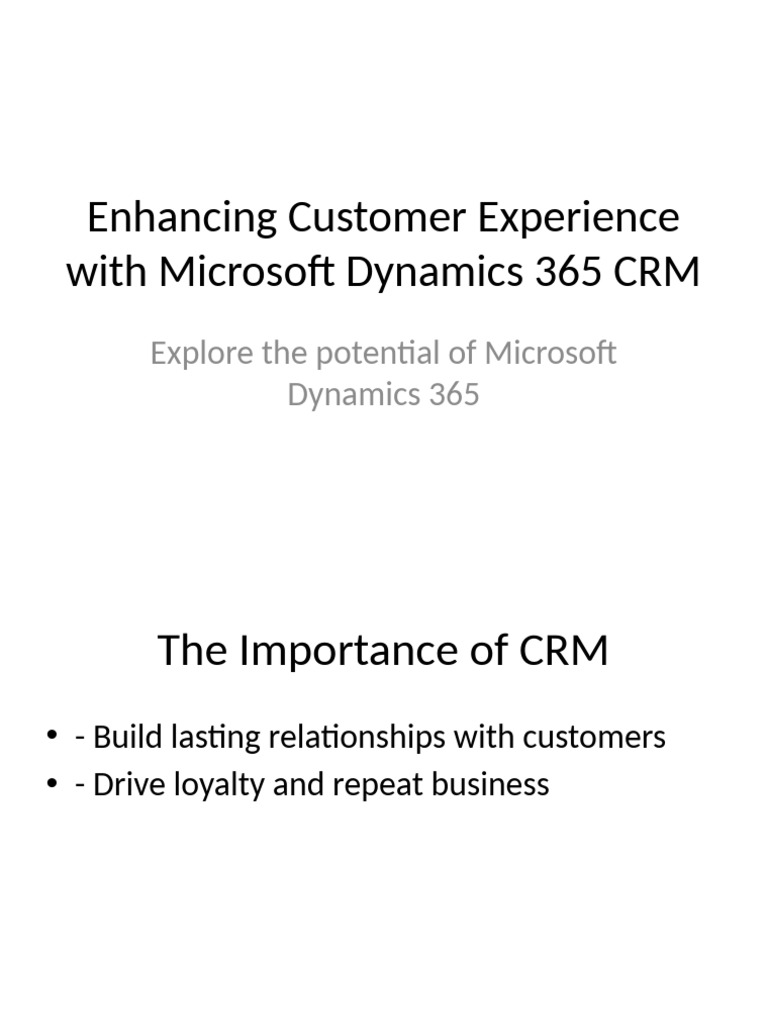 Dynamics365 Customer Experience | PDF