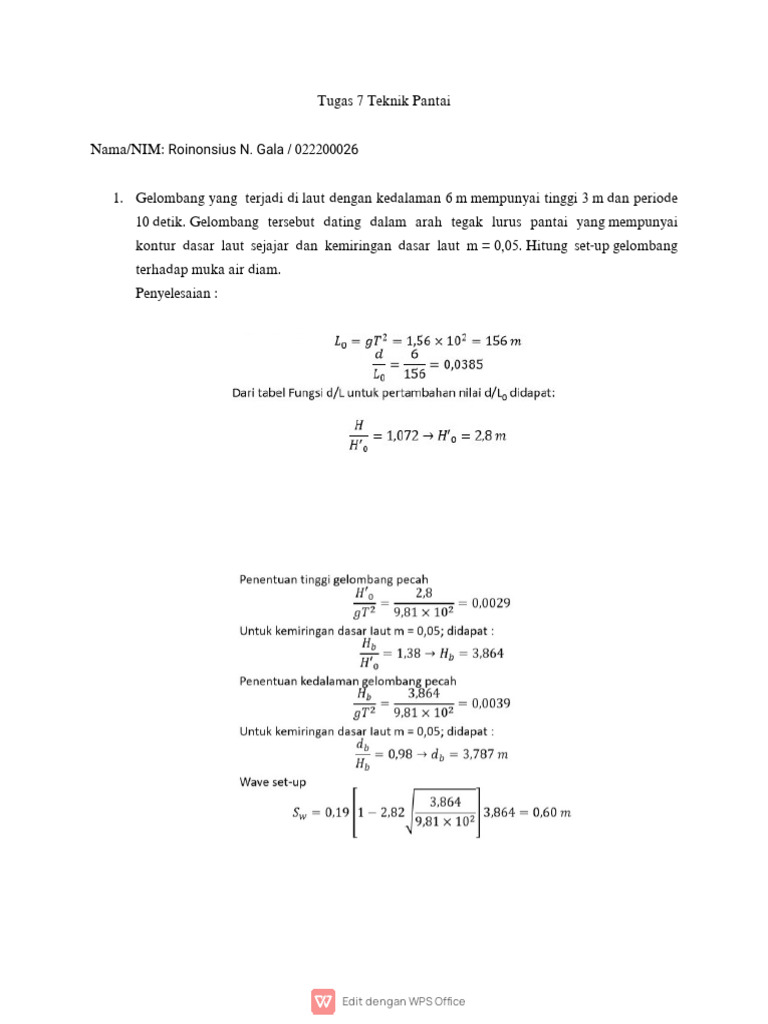 Tugas 7 Teknik Pantai | PDF