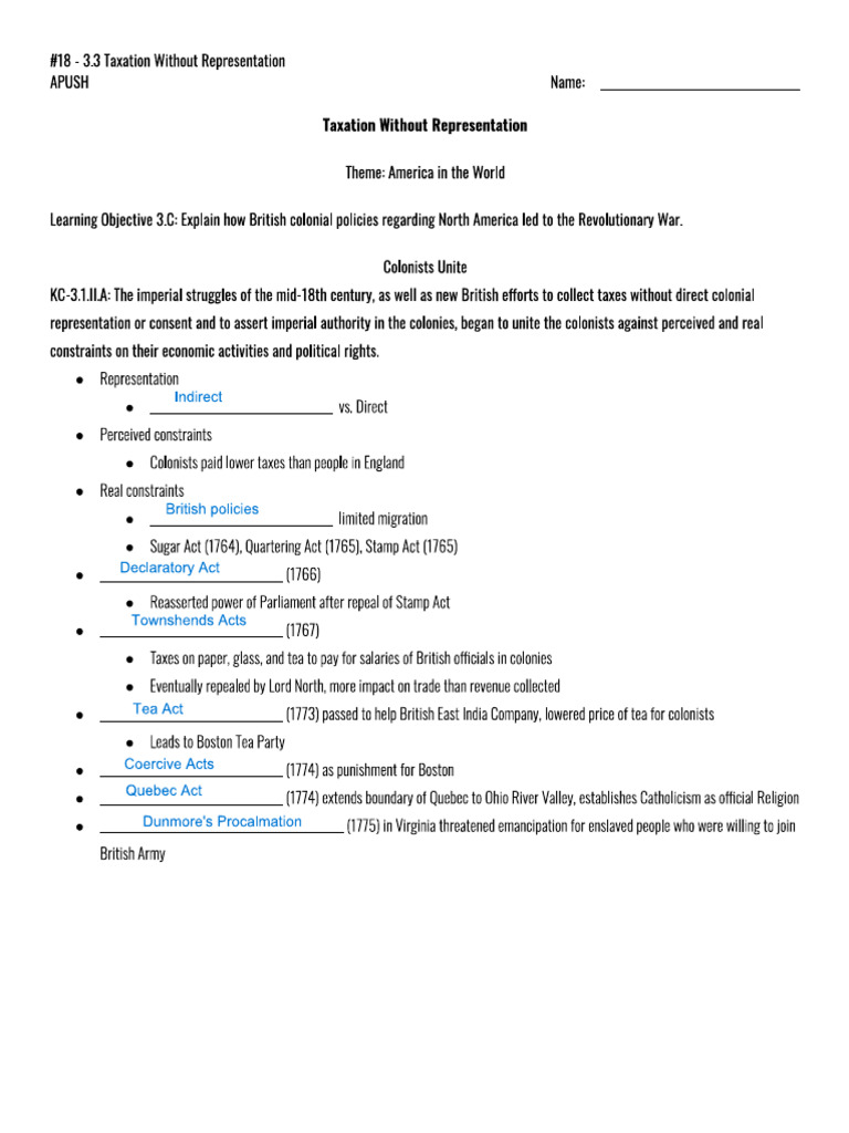 Maria Gray 3.3 Taxation Without Representation | PDF