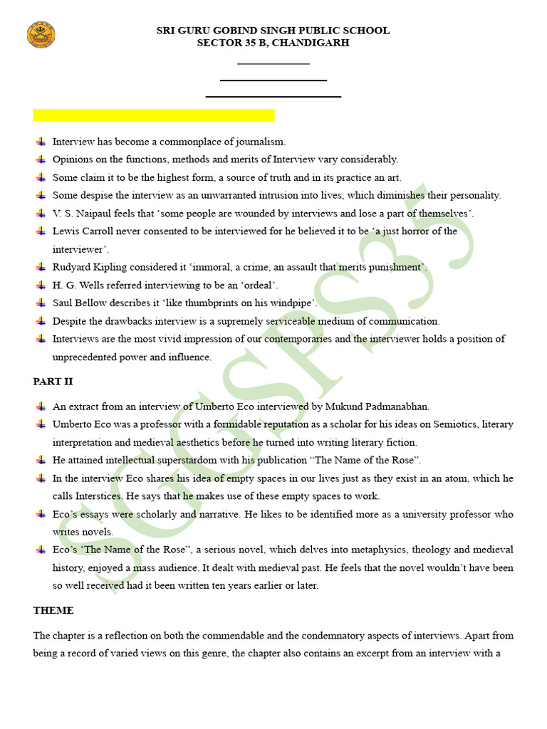 Ch-7, The Interview | PDF