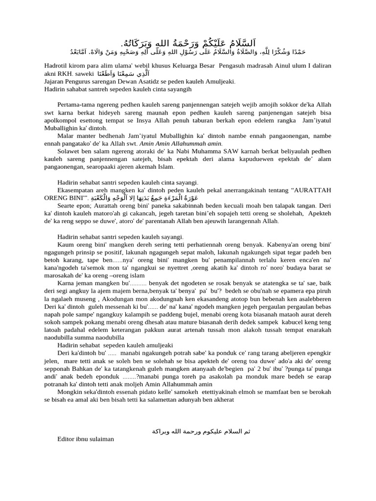 Aurat Oreng Bini' | PDF