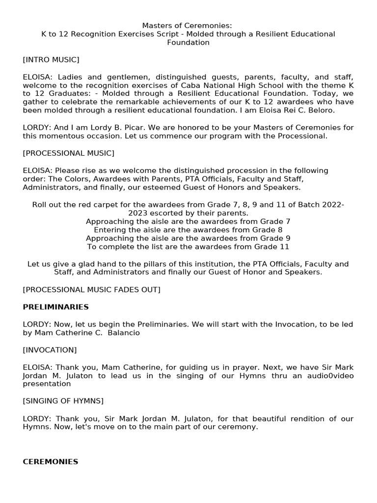 RECOGNITION-SCRIPT-2223 | PDF