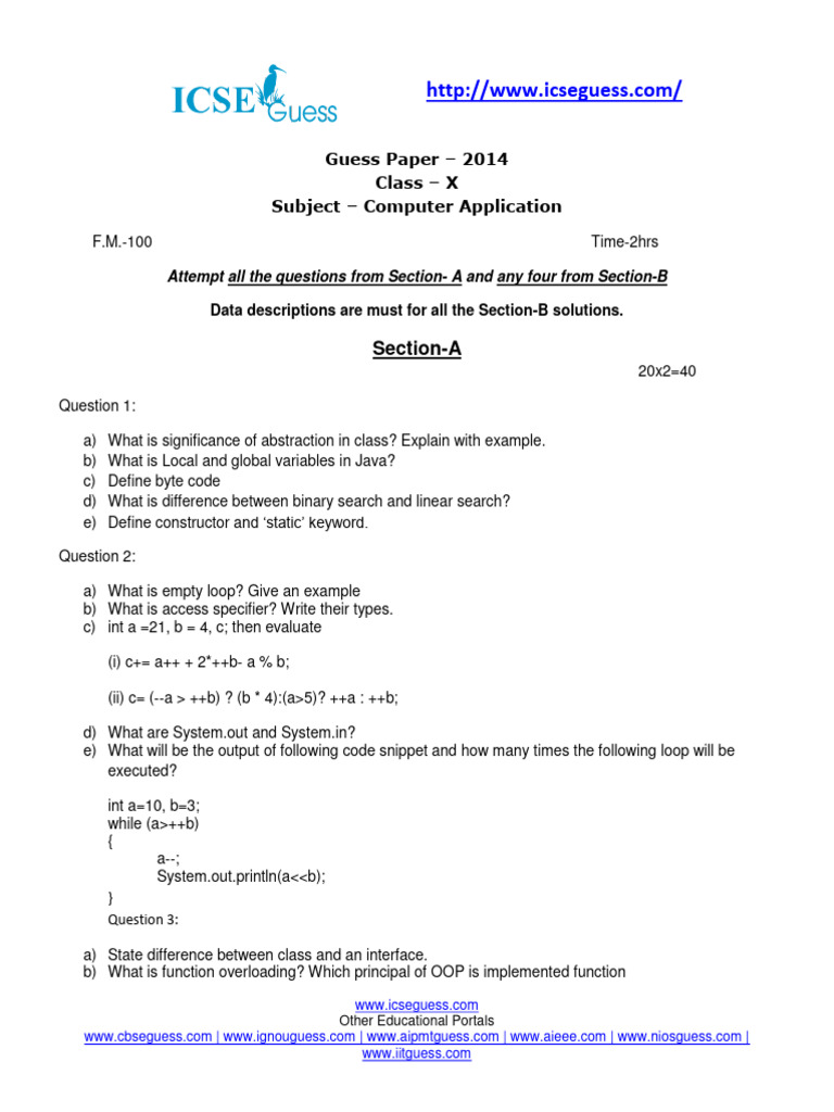 16422selection-2014 Decrypted | PDF | Class (Computer Programming) | Integer (Computer Science)