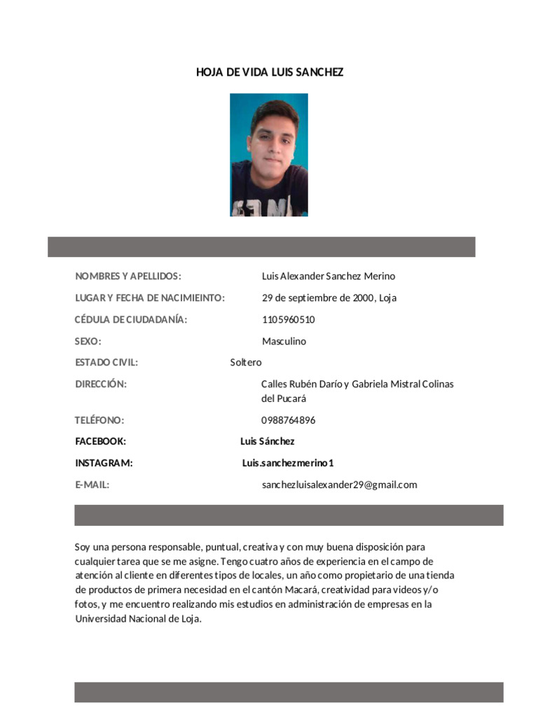 HOJA DE VIDA LUIS SANCHEZ - Compressed | PDF