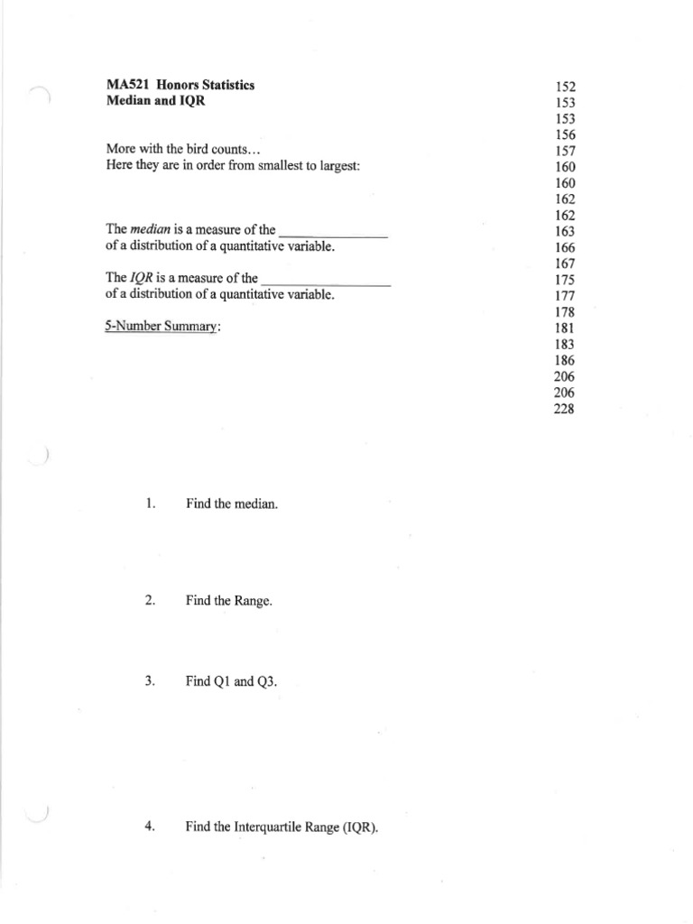 Day 8 Median IQR and Boxplots Worksheet | PDF