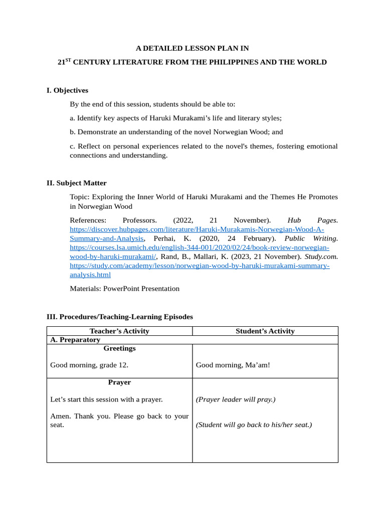 Lesson Plan - 21st Century (1st Draft) | PDF Lesson Plan - 21st Century (1st Draft) | PDF