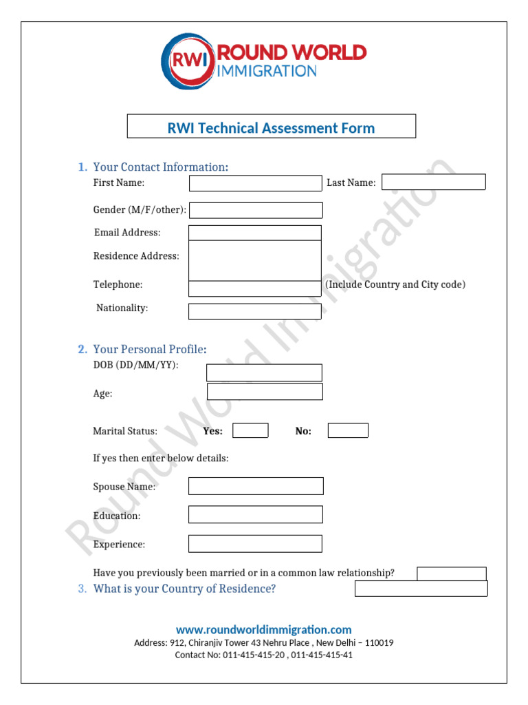 Technical Assesment Form (RWI) | PDF | Net Worth | Criminal Record