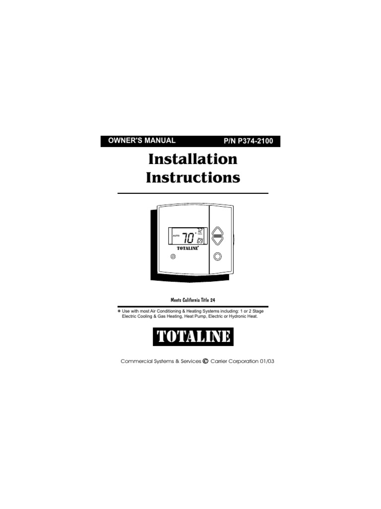 Totaline P374-2100 Thermostat Manual | PDF | Thermostat | Air Conditioning