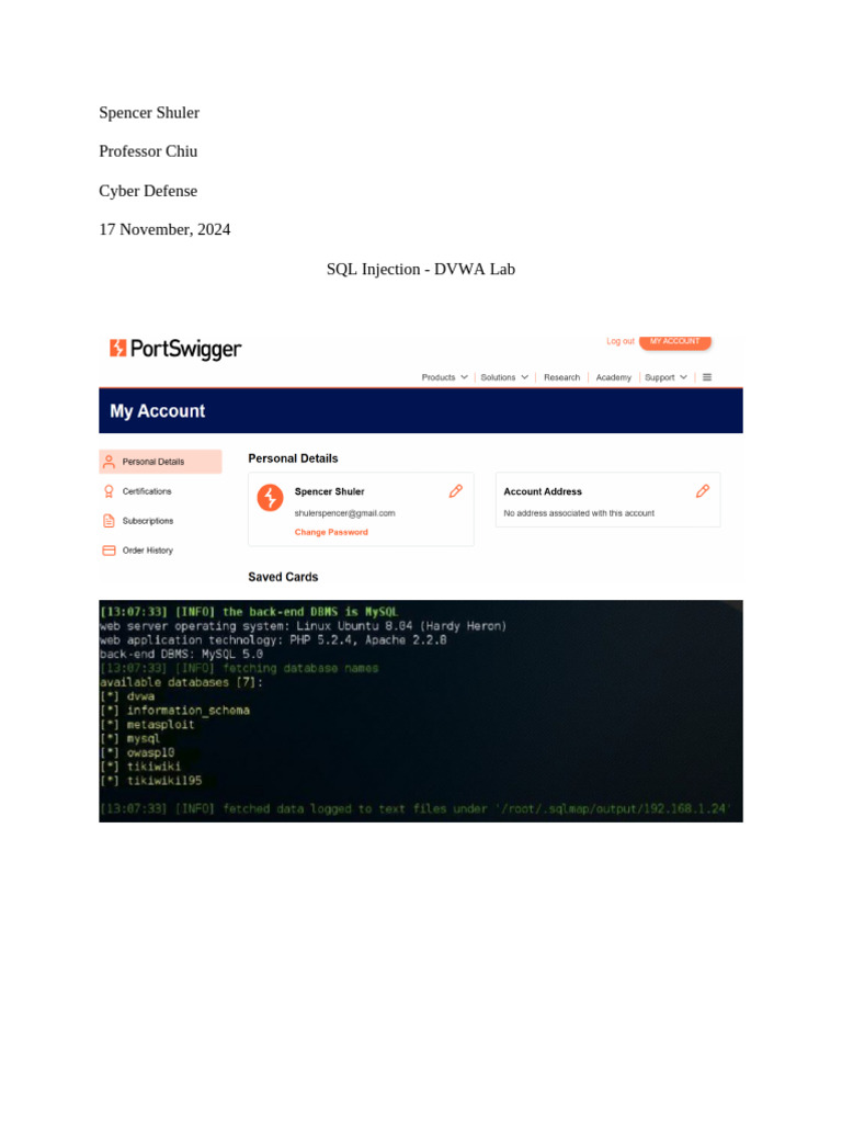 SQL Injection - DVWA Lab | PDF SQL Injection - DVWA Lab | PDF
