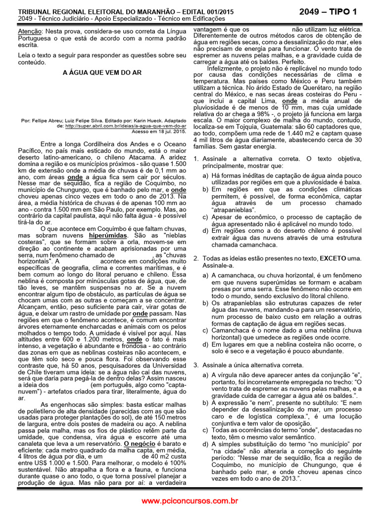 Tecn - Judiciario - Tecn - Edificacoes Prova Tre | PDF | Chuva | Nuvem