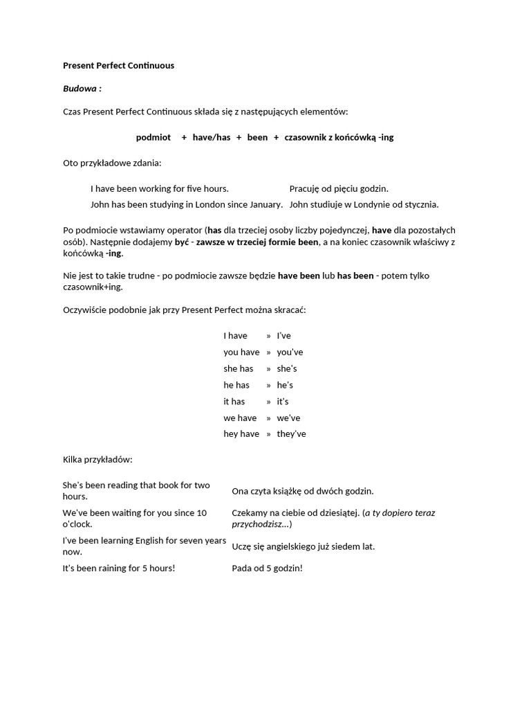 Present Perfect Continuous | PDF