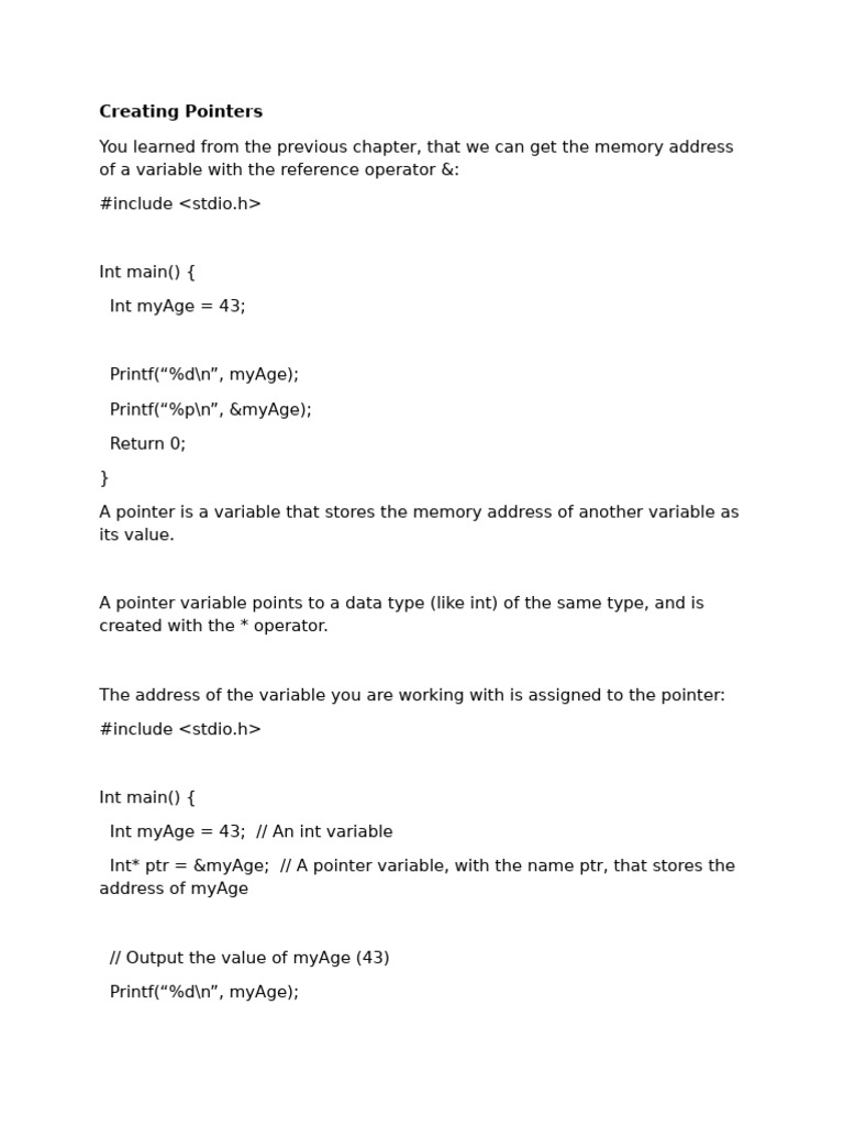 Pointers Pdf Pointer Computer Programming Integer Computer