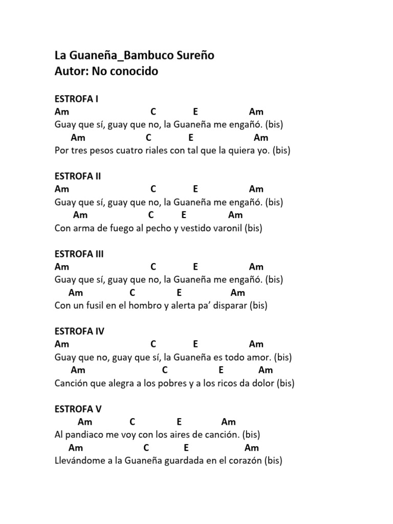 La Guaneña - Bambuco Sureño | PDF