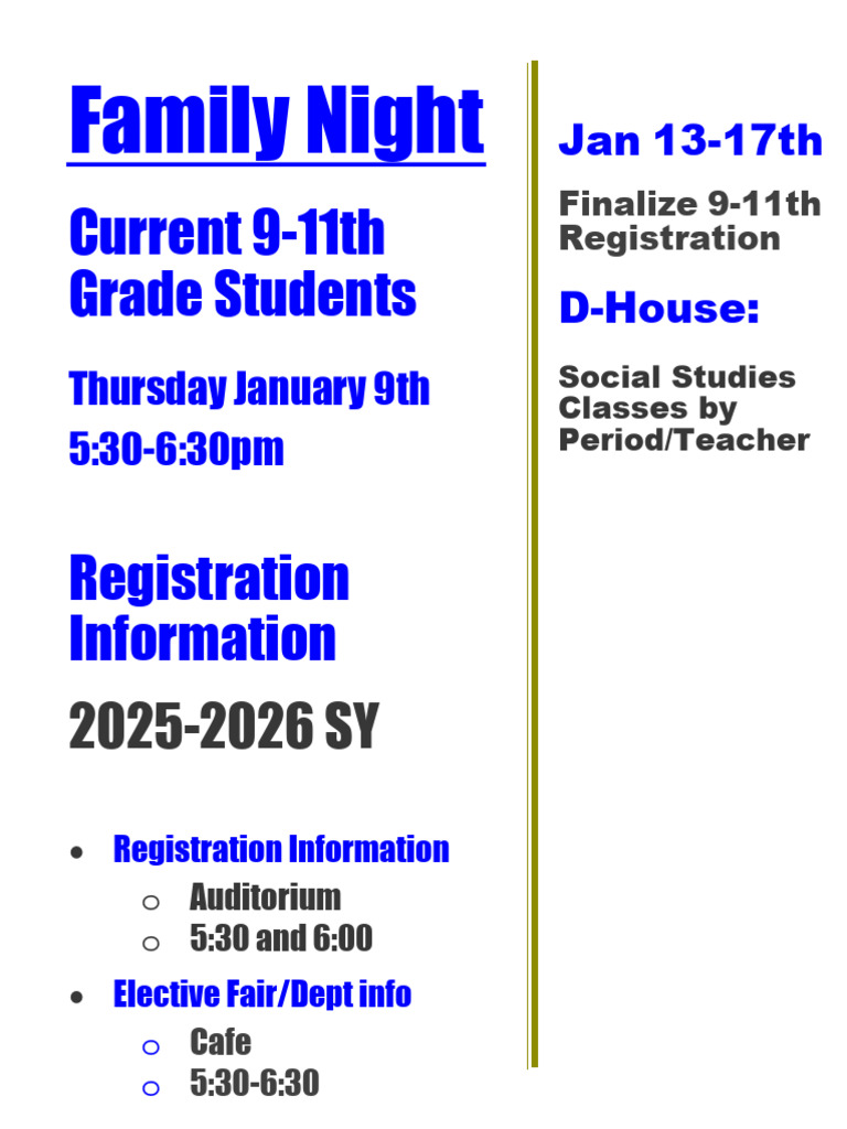Family Night Poster Grades 9-11 25-26 | PDF