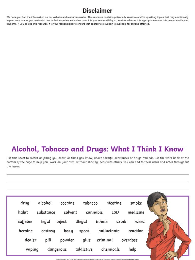T LF 2549808 Alcohol Tobacco and Drugs What I Think I Know Activity ...