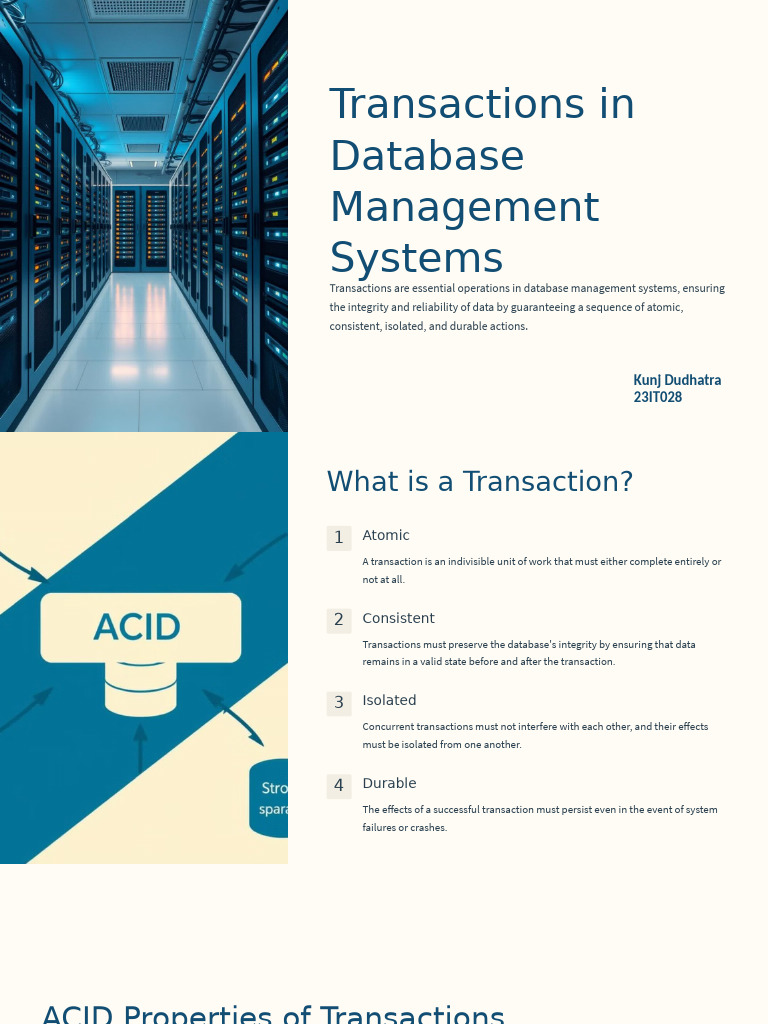 23IT028 DBMS Presentation | PDF | Database Transaction | Information Technology Management
