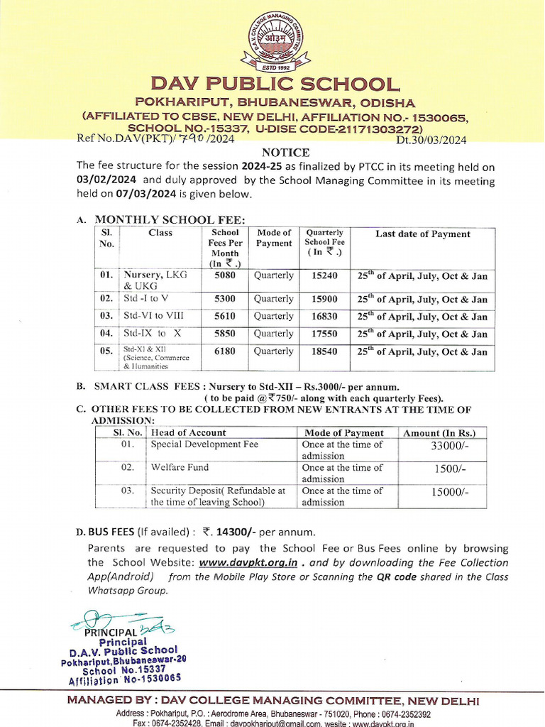 QLM - Fee Stu 202425 | PDF