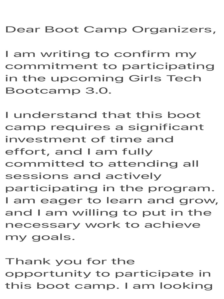 Dear Boot Camp Organizers, | PDF