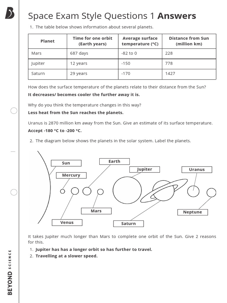 Space Exam Style Questions 1 Answers | PDF