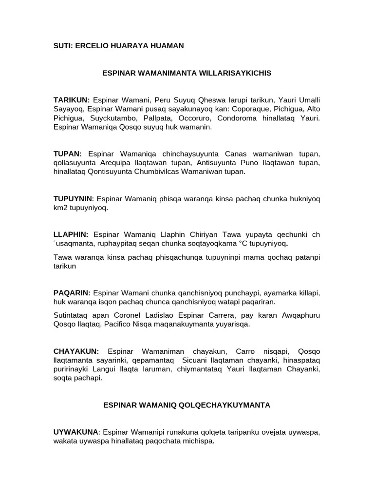 Espinara Wamani | PDF