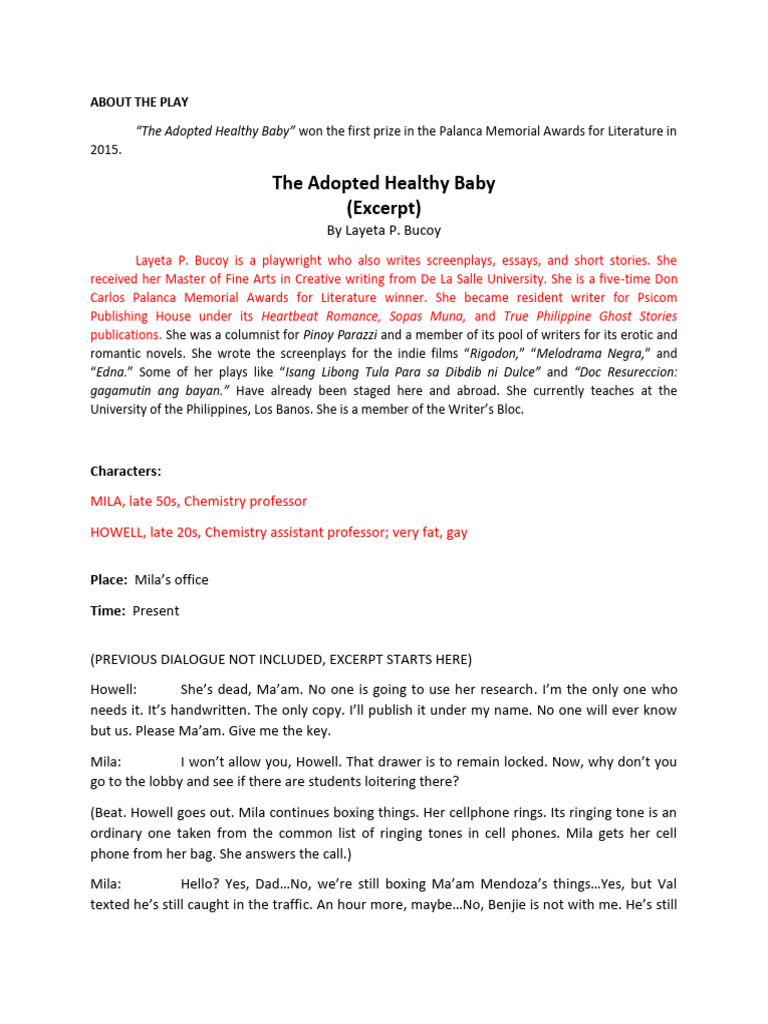 "The Adopted Healthy Baby: A Play Excerpt" | PDF