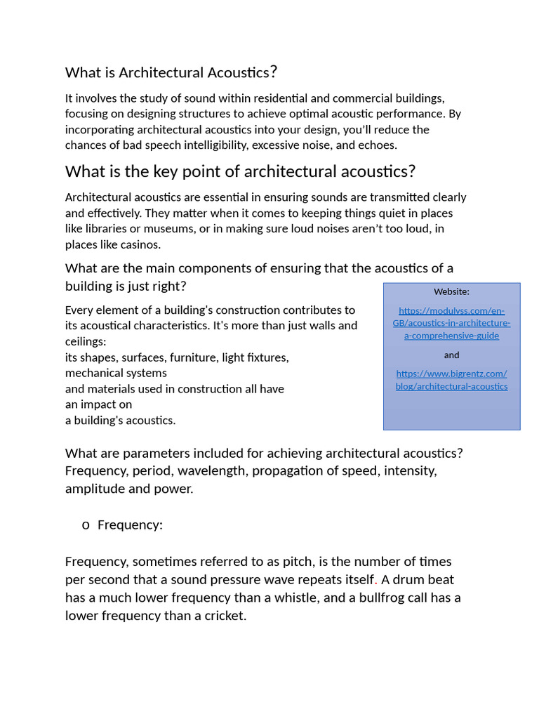 What Is Architectural Acoustics | PDF | Sound | Waves