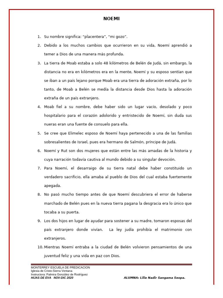 Noemí: Fe y Desafíos en Moab | PDF | Noemí (figura bíblica) | Rut (figura bíblica)