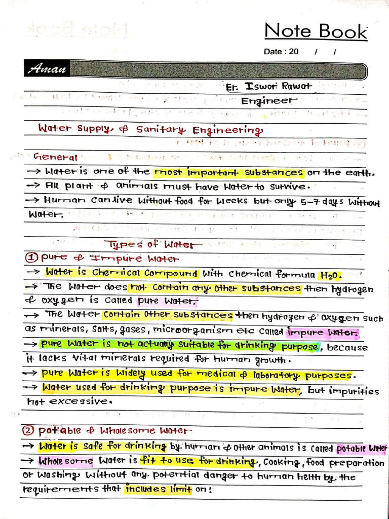 8.Water Supply &Sanitation Note | PDF