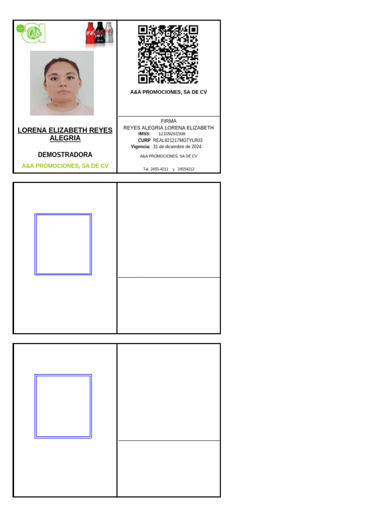 Credencial A&a Coca Cola Lorena Nov 2024 | PDF