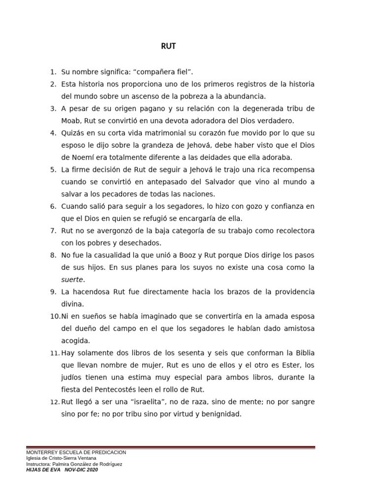 Guia Rut Para Carpeta | PDF | Rut (figura bíblica) | Teología