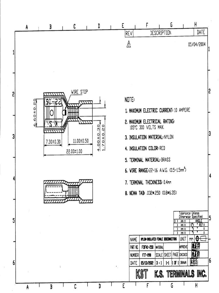 （铲型632005端子）FDFN1 250 | PDF